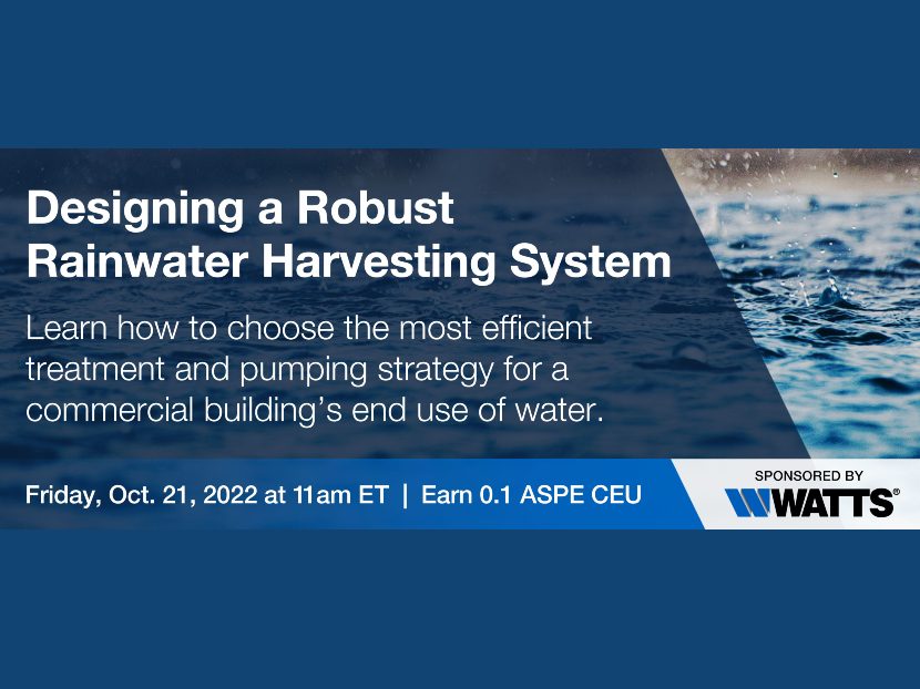 Watts to Host Webinar: Designing a Rainwater Harvesting System for a Commercial Building | phcppros